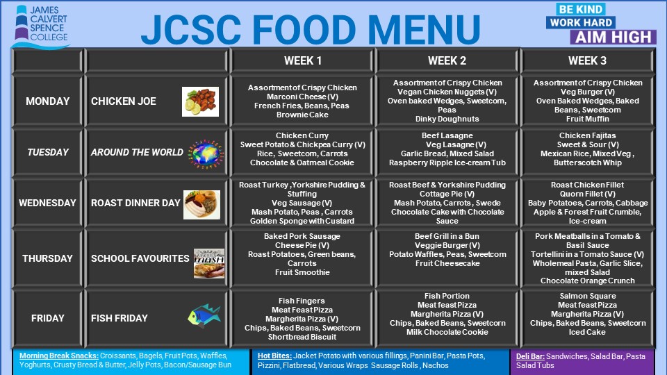 School Lunch Menus – James Calvert Spence College